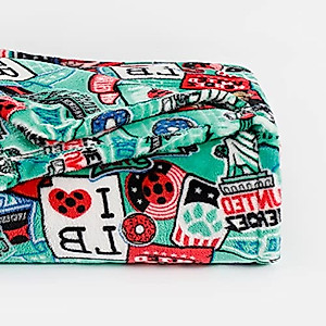 ZonLi Kids Blanket Flannel Fleece Throw 50" x 60" Miraculous Ladybug and Cat Noir Blankets for Toddler Fuzzy Plush Bluey Cozy Lightweight Blanket for Boys Birthday Saint Patrick Easter Gifts Idea