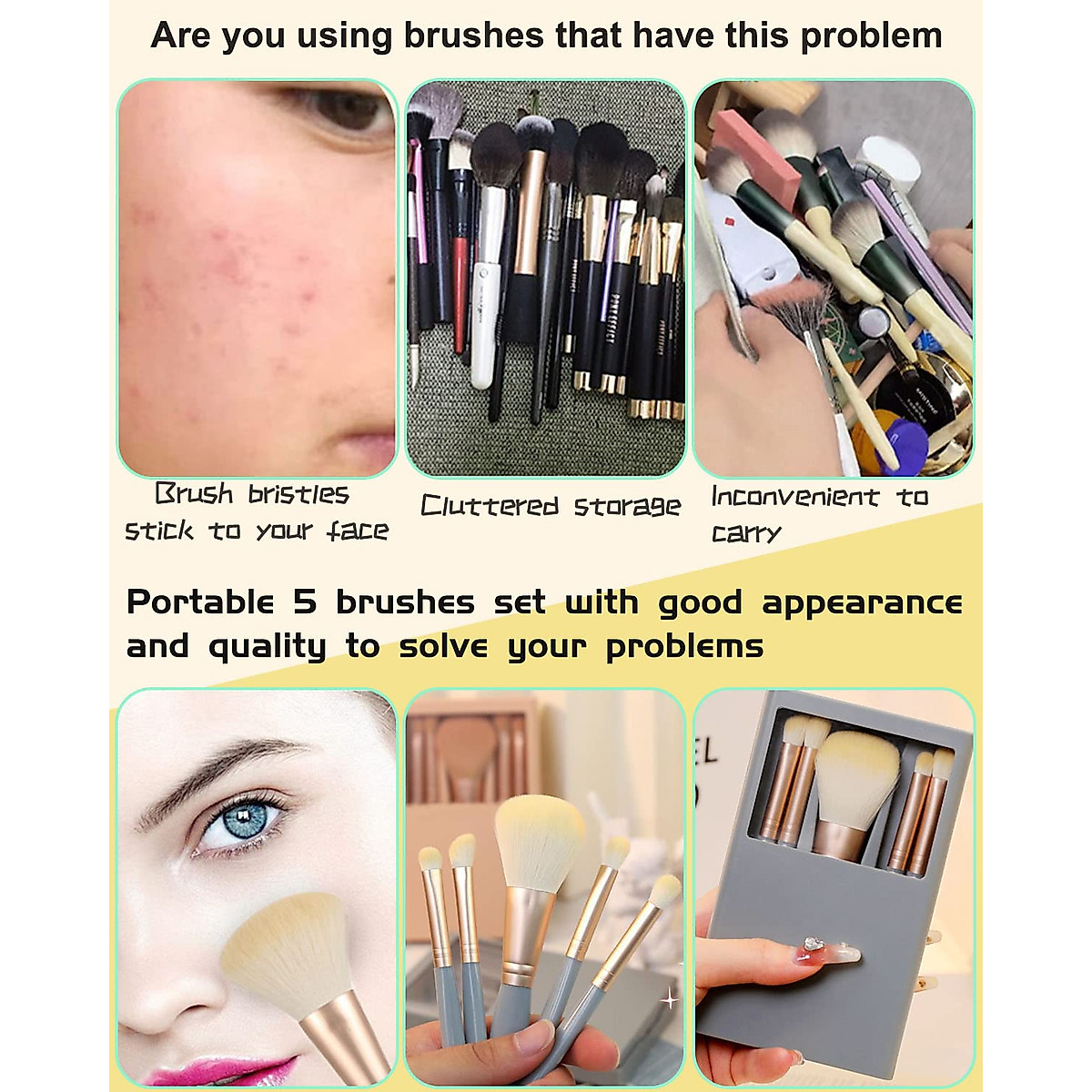 Travel Size Makeup Brushes Set, Easy-taken Mini Makeup Brush Set with Case and Mirror, Small Complete Function Cosmetic Brushes Kit Perfect for On The Go (Apricot)