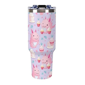 Axolotl Ice Cream 40 Oz Stainless Steel Cup Travel Tumbler with Handle and Straw Lightweight Coffee Mug for Home Office