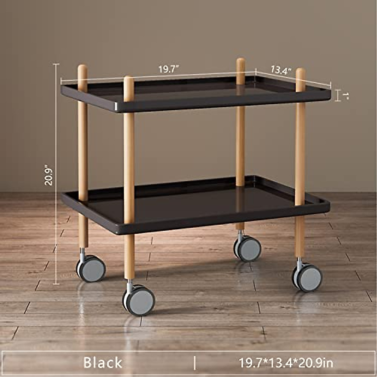 N&V Double Layer Trolly Side Table (Black)