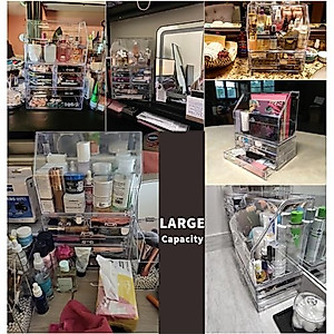 Makeup Organizers and Storage With Lid,Dustproof Waterproof Design Make up Organizer for Bathroom Countertop With 8 Drawers For Beauty Product,Skincare,Lotions,Perfume Cosmetic Storage Case