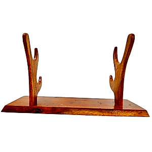 Gurkha Kukri Display Wooden Stand- Two Tier Handmade Wooden Kukri Knife Stand Fit for Size 14-17 Inch Long Kukri included Handel and Blade Real Nepaloden Sword Kukri Knife Display Wooden Stand