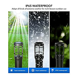 MUSCLE LIGHTING Solar Pathway Lights Bollard, 7 Color Changing/Warm White Landscape Path Light, Outdoor Waterproof Garden Light for Patio, Yard, Driveway, Pack of 6
