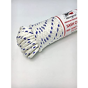 GREAT WHITE BLUTRACE® SASH Cord #10 Made in USA, 5/16" x 100ft. Hank, Cotton Tie Down Camping, Clothesline, Rigging, Crafts, Theatre, Window Replacement Entertainment Spot Cord DIY Home Improvement