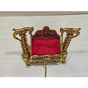 LAXMI Craft Lord Krishna Jhula Singhasan Indian Traditional Handicraft Antique Look Temple Arch/gate Design, Laddu Gopal Sofa with Jhula,Brass,17 x 10 x17 Cm (Metal JULLA with MARBAL Krishna)
