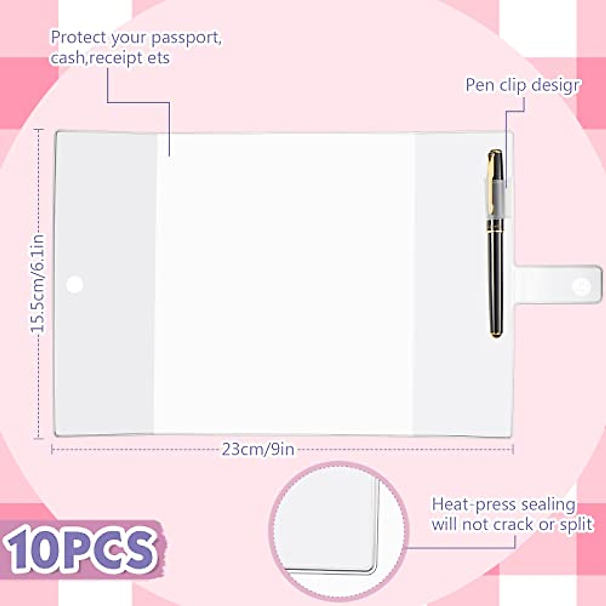10 Pieces Notebook Cover Clear Book Cover for Book Protect Against Wear and Tear Waterproof and Dust Proof Book Cover Compatible with Hobonichi, Midori (A6 9 x 6 Inches)