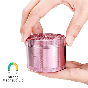 VICKYDGE 2.5 Inch Grinder - Large Kitchen Grinder with Exquisite Pattern, Pink