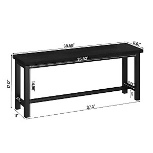 DKLGG Dining Benches, 39 Inch Kitchen Bench, Pair of 2 for Living Room, Bedroom, Industrial Entryway Bench Dining Room Benches with Metal Legs, Durable and Stable