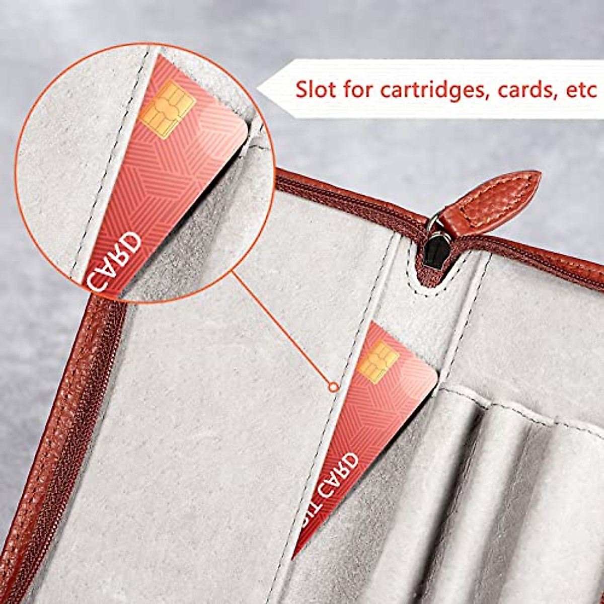 Lanxivi Genuine Leather Fountain Pen Case 3 Divided Slots Black Color, Zippered Pen Case Pouch, Handmade Display Holder for Rollerball Pen