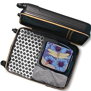 POFATO Dragonfly Blue Flower Travel Toiletry Bag Cosmetic Makeup Bag for Women Men Hanging Hook Wash Toiletries Portable Toiletry Bags Organizer