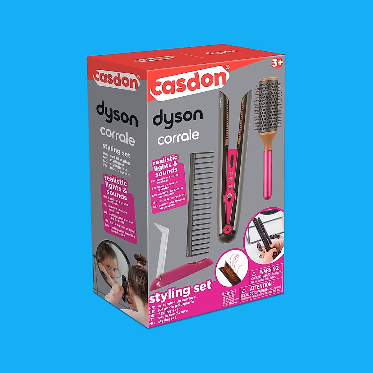 Casdon Dyson Corrale Styling Set | Safe Toy Straighteners for Children Aged 3 Years & Up | Features Realistic Lights & Sounds!