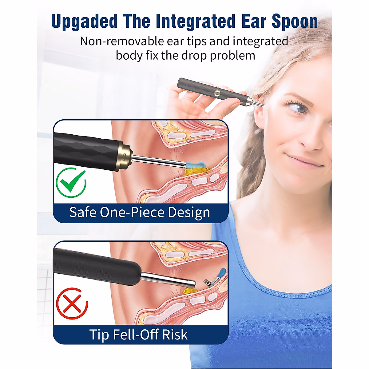 Kekoy Ear Wax Removal Camera, Ear Cleaner 1296P HD Camera, Ear Cleaning Kit with 8pcs Ear Set, Wireless WiFi Otoscope with 6 Lights, Rechargeable Earwax Removal Tool Kit for Adult & Kid(Black)