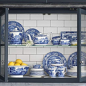 Spode Blue Italian Handled Serving Platter | Serving Tray for Side Dishes, Salads, and Pasta | Porcelain | Measures 8-Inches | Dishwasher Safe (Blue/White)