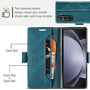 phone flip case Wallet Case Compatible with Samsung Galaxy Z Fold 5,Retro Real Cowhide Leather Folio Flip Wallet Magnetic Slim Phone Cover|Card Holder, Anti-Drop,Full Protection phone cover ( Color :