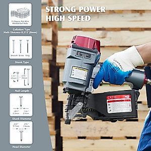 Goodnailer CN70 Air Coil Nailer 15 Degree 1-3/4-Inch to 2-3/4-Inch Coil Nail Gun Fast Shooting For Wooden Pallet Packing Wood Fencing