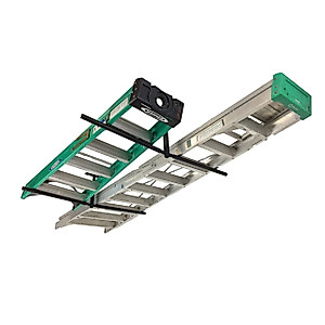 StoreYourBoard Double Ladder Ceiling Rack, Hi Port 2 Garage Storage and Organizer, Hanger Mount