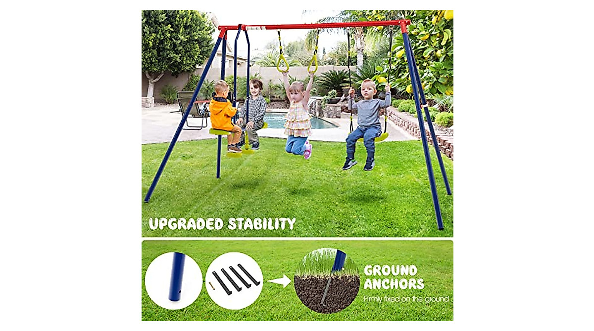 OLAKIDS 3-in-1 Swing Set for Kids & Adults in Backyard