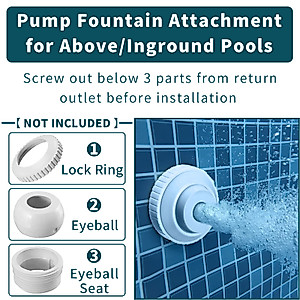 Klleyna Water-Fountain Swimming-Pool Sprinkle Accessories - Waterfall Above In-ground Pool, Cooling Spray for Outdoor Garden Pond Aerator Circulation, High Pressure Jet Fountain Pump Attachment