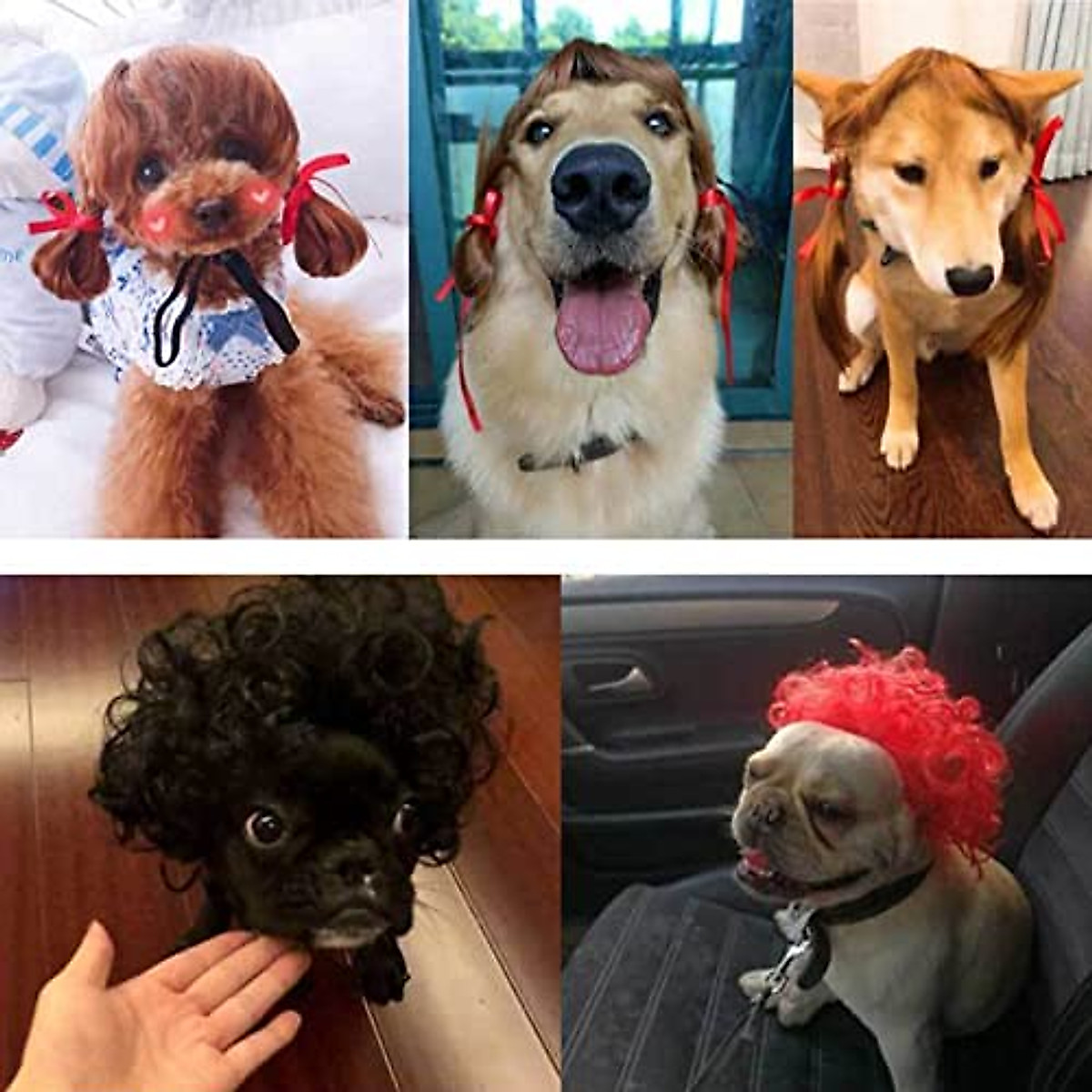 Halloween Funny Pet Wigs for Dogs, Cat Wigs.Dog Birthday, Dog Cosplay, Dog Costumes, Pet Wigs. (Red Explosive Head)