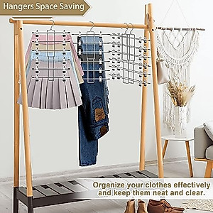 Pants Hangers -6 Tiers Closet Organizer Clothes Hanger,Skirt Hangers with 360° Swivel Hook -Space Saving Hangers with Clips - 2 Pack Pant Hangers
