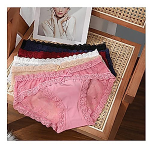 LEVAO Women Lace Underwear Sexy Breathable Hipster Panties Stretch Seamless Bikini Briefs Multipack