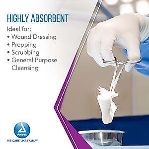 Dynarex Non-Woven Sponges, Sterile, Gauze Sponges, Highly-Absorbent and with Less Linting, 4"x 4", 4 Ply, 1 Case of 600 (24 Boxes of 25)