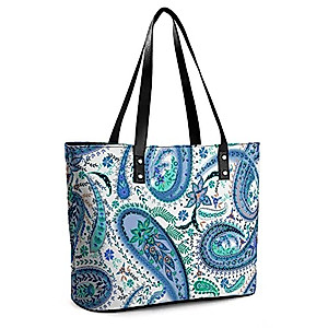 Womens Handbag Paisley Pattern Leather Tote Bag Top Handle Satchel Bags For Lady