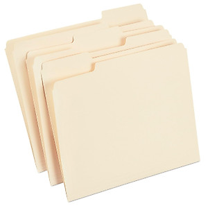 Staples 116657 Manila File Folders Letter 3 Tab Assorted Position 100/Box