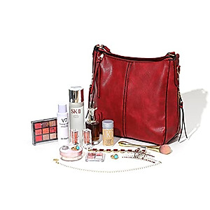 MIRRORLET Women’s Long Handle Bag (RED) with three ZIPPERED POCKETS. Tote bag, Shoulder bag for working and informal activities. (Environmentally friendly non leather from animals’ skin).