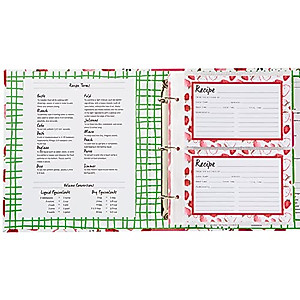 C.R. Gibson Strawberry Fields Pocket Page 3-Ring Card Book Binder Recipe Cards & Holder, 8.32" W x 9.4" L, Multicolor