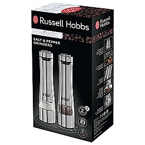 Russell Hobbs Battery Powered Salt and Pepper Grinders 23460-56 - Stainless Steel and Silver