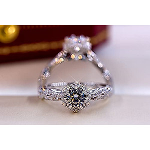 Gixaxak Wedding Bands Engagement Rings for Women Vintage14K Gold Plated 925 Sterling Silver Cubic Zirconia Promise Rings for Her Infinity Anniversary Simulated Diamond Ring 9