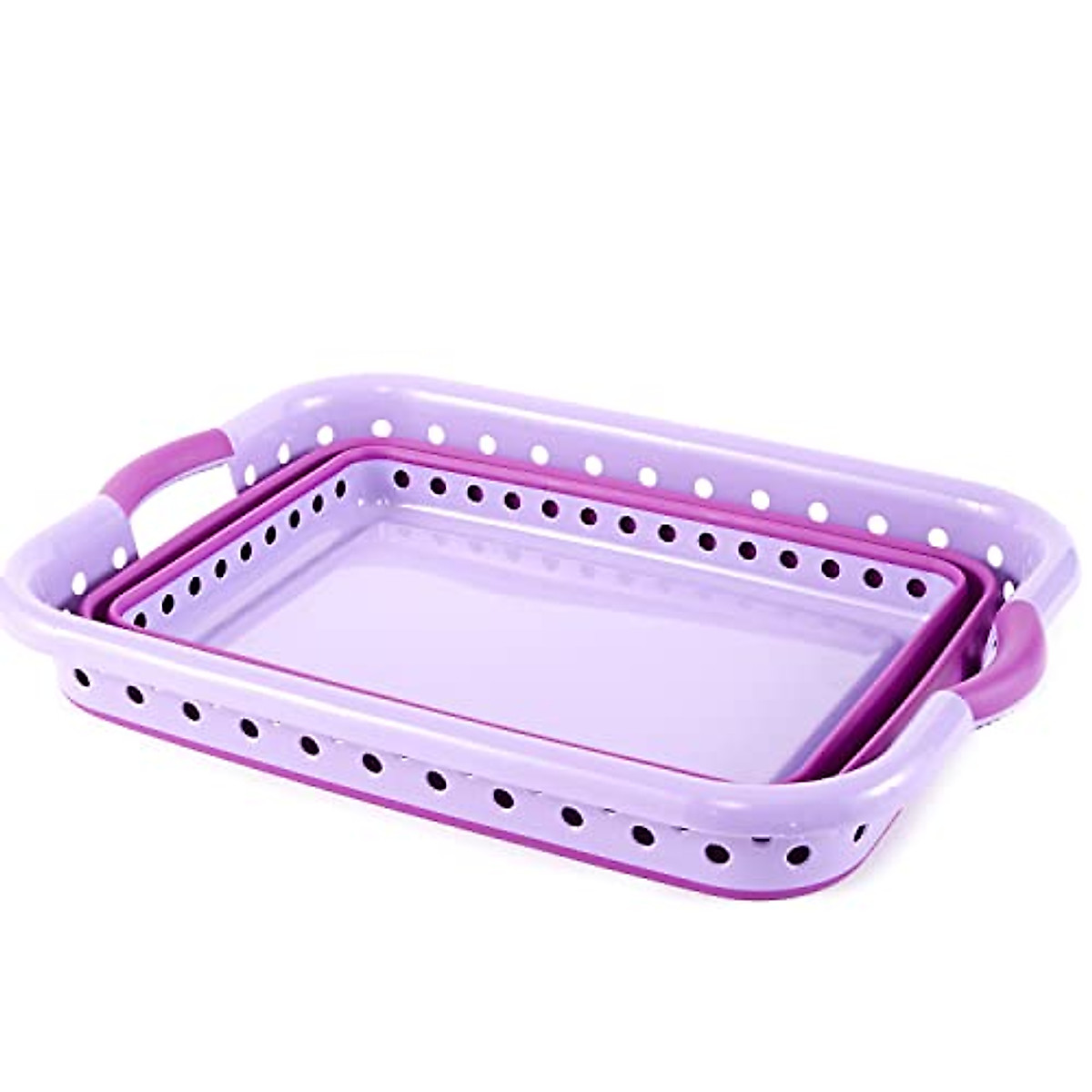 Easy to Store Large Plastic Collapsible Laundry Basket - Purple
