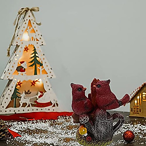 FEIYU BUY Garden Bird Statue Simulation Art Crafts Resin Bird Decorative Figurines Animal Garden Statues Birds Sculpture for Desktop Lawn Bookcase Home Decor (Red)