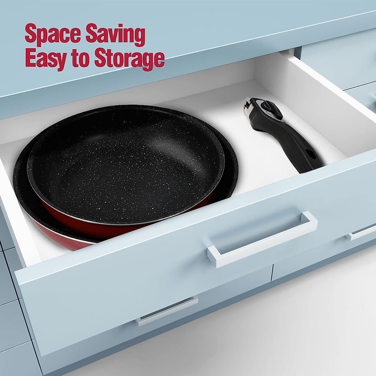 Midyb Kitchen Nonstick Frying Pan, Removable Handle Cookware Set, 10.2" and 11.6" Aluminum Non Stick Skillet for Home, Dishwasher & Oven Safe, PFOA Free