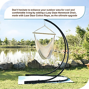 Lazy Daze Hammocks Chair Caribbean Hanging Rope Weaving Chair with 40" Hardwood Spreader Bar and Soft-Spun Cotton Rope for Indoor/Outdoor Backyard & Living Room, Max 300 LBS, Natural