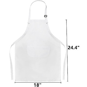 DEAYOU 12 Pack Children Apron Adjustable, White Child Apron with Pocket, Child Painting Chef Apron, Small Plain Bib Aprons for Girl, Boy, Kids, Youth, Cooking, Baking, Kitchen, Art and Crafts Making