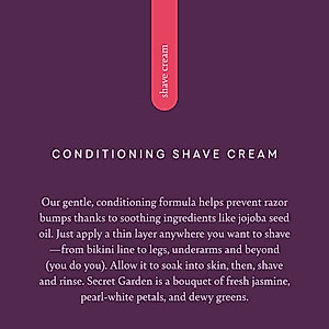 Pure Romance Coochy Cream, Conditioning Scented Shave Cream, Shaving Cream for Women to Experience their Smoothest Bikini Area, Legs, and Underarms, Secret Garden