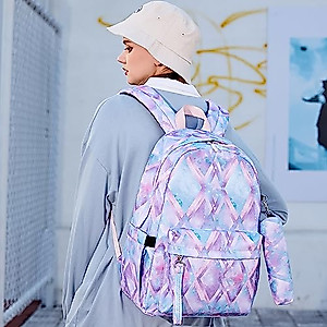 Joyfulife School Backpack for Girls Backpack with Lunch Box Pencil Case Teen Kids Bookbags Set Travel Laptop Backpack Casual Daypacks