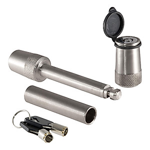 CURT 23580 Stainless Steel Trailer Hitch Lock, 1/2-Inch Pin Diameter, 5/8-Inch Adapter, Fits 1-1/4 or 2-Inch Receiver