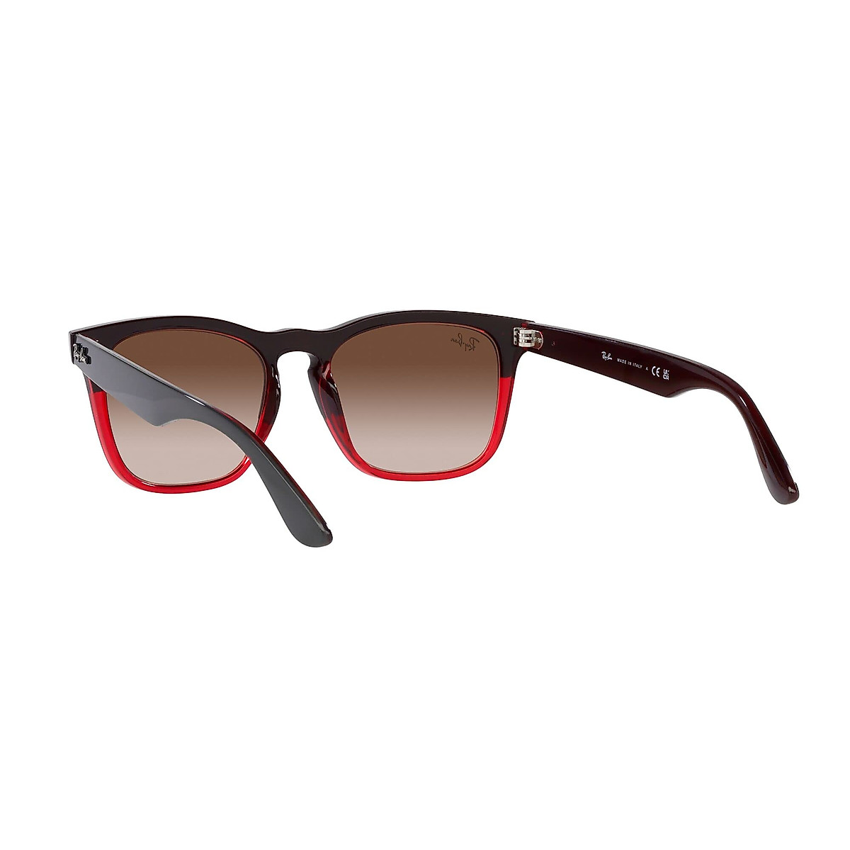 Ray-Ban RB4487 Steve Square Sunglasses, Green on Transparent Red/Brown Gradient, 54 mm