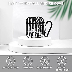 American Gun Flag Compatible with AirPods 2nd 1st Generation Case Cover Cute Funny Shockproof Protector for Men Women