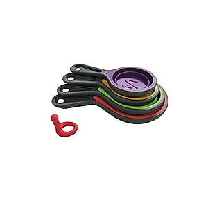 Collapsible Silicone Measuring Cups with 60ml/80ml/125ml/250ml - 4 Piece Set Kitchen Measuring Tools (4 Colors)