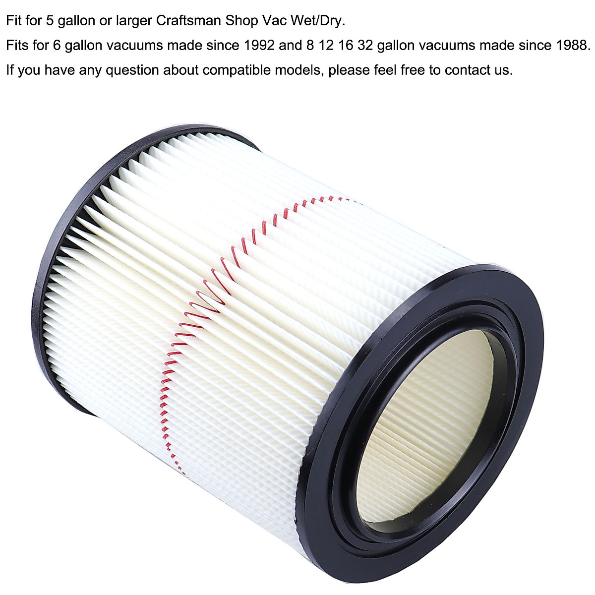 MOCW 2 Pack Red-Stripe Cartridge Filters 17816 9-17816 Compatible with Craftsman Shop Vac Wet/Dry Vacuum Cleaner 5 6 8 12 16 and Large Gallon