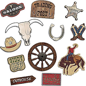 Amscan Western Value Cutouts, 11", 9",7", Multicolor