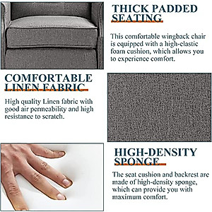 OQQOEE Wingback Recliner Chair with Massage & Heat Vibration, Fabric Push Back Accent Chairs Diamond Tufted Reclining Armchair for Living Room, Bedroom (Fabric, Light Grey)