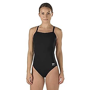 Speedo Women's Swimsuit One Piece Endurance+ Flyback Solid Adult Team Colors Black/Black, 34