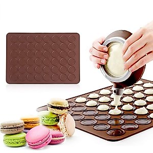 Macaron Silicone Mat, 48 Capacity Silicone Sheet Mat Baking Cookies Pastry DIY Bakeware Decorating Tools for 1.5" Macarons Making, 15.4 x 11.2inch