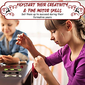 MOMOTOYS Sewing Kit for Kids, Fun & Educational Christmas Sew Craft Set for Boys and Girls Ages 8-12, Complete Beginner Sewing Kit with Felt Plushie for Creative DIY Projects