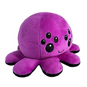 TeeTurtle - The Original Reversible Spider Plushie - Purple + Black - Cute Sensory Fidget Stuffed Animals That Show Your Mood - Perfect for Halloween!